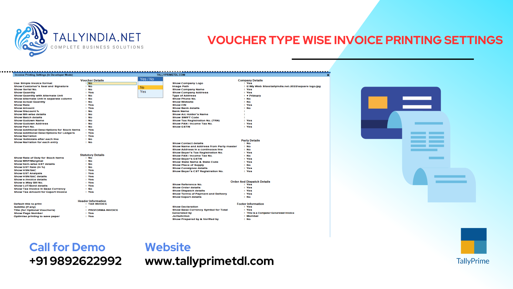 Voucher Typewise Invoice Print Settings in Tally Prime - SBA SOFT SOLUTIONS